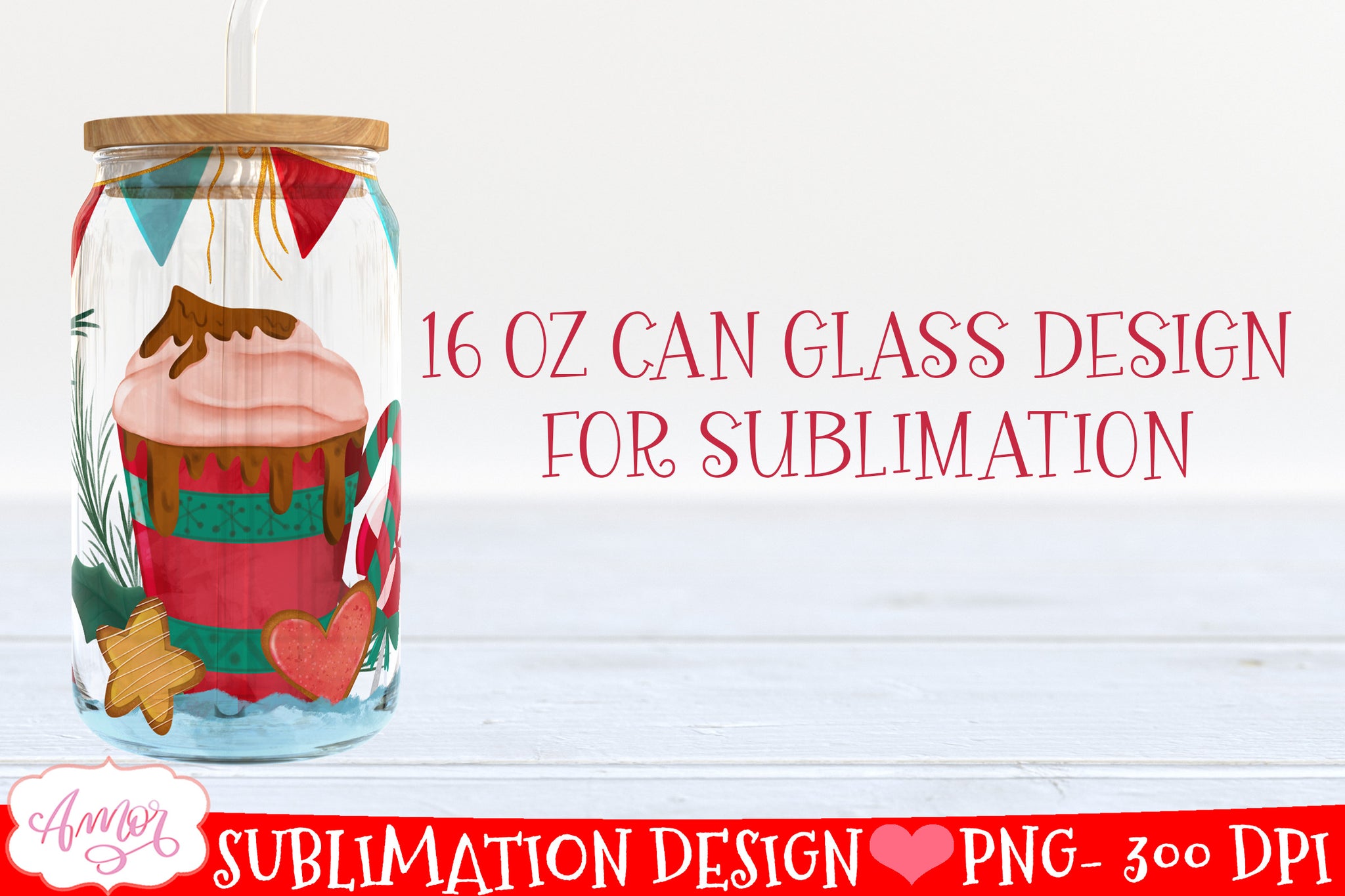 Christmas Hot Cocoa Can Glass Wrap PNG for Sublimation – amorclipart