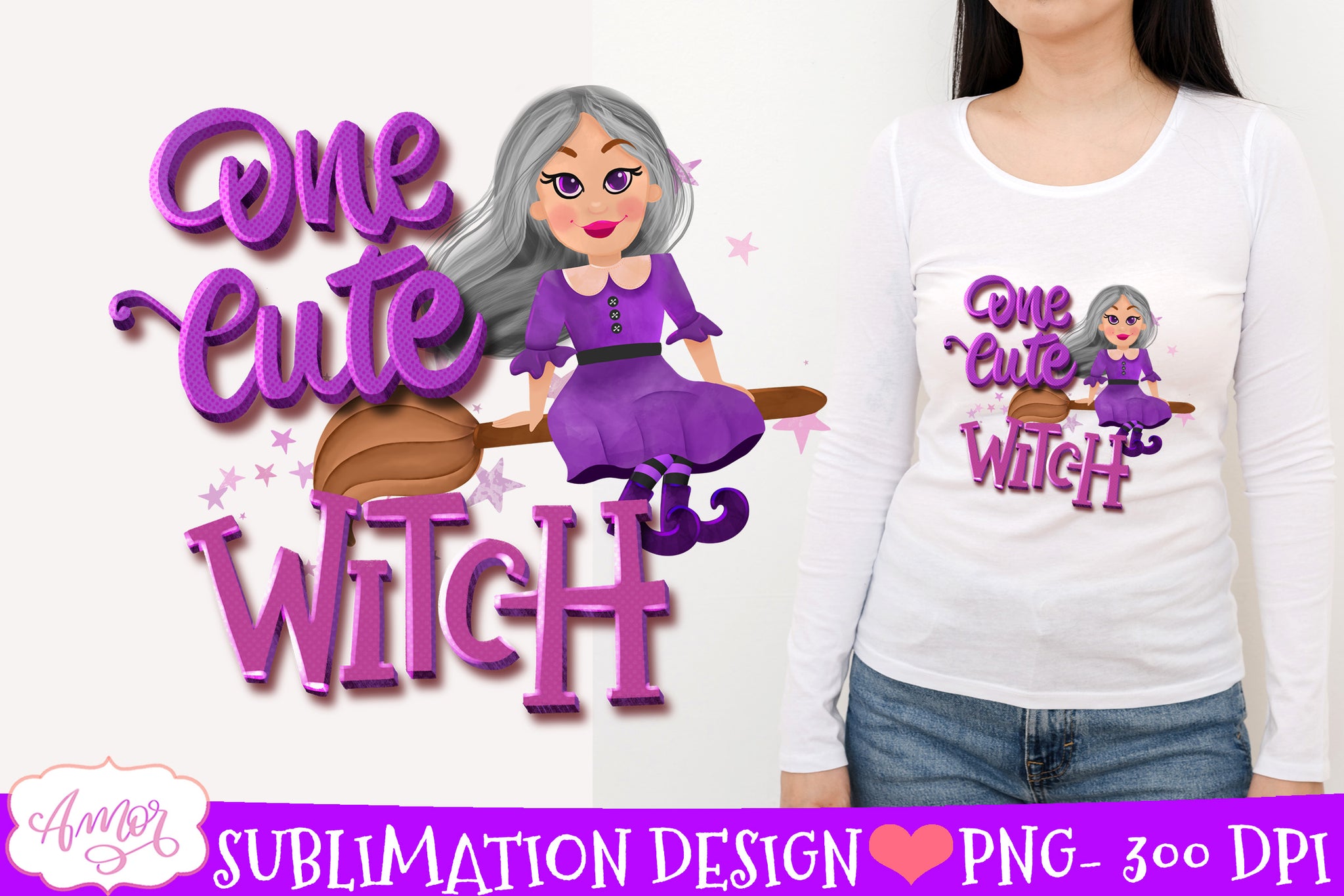 One cute witch Sublimation PNG | Cute Halloween png for kids – amorclipart